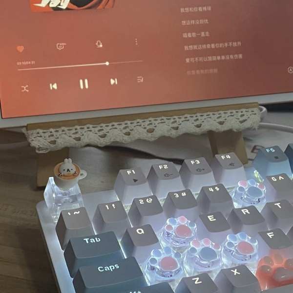 Transparent resin cat's claw keycap cross shaft mechanical keyboard ...
