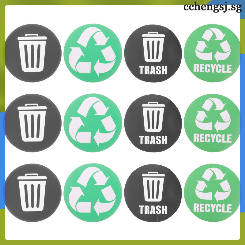 12 Pcs Garbage Sign Stickers Trash Can Recycling Bin Logo Labels Decal ...