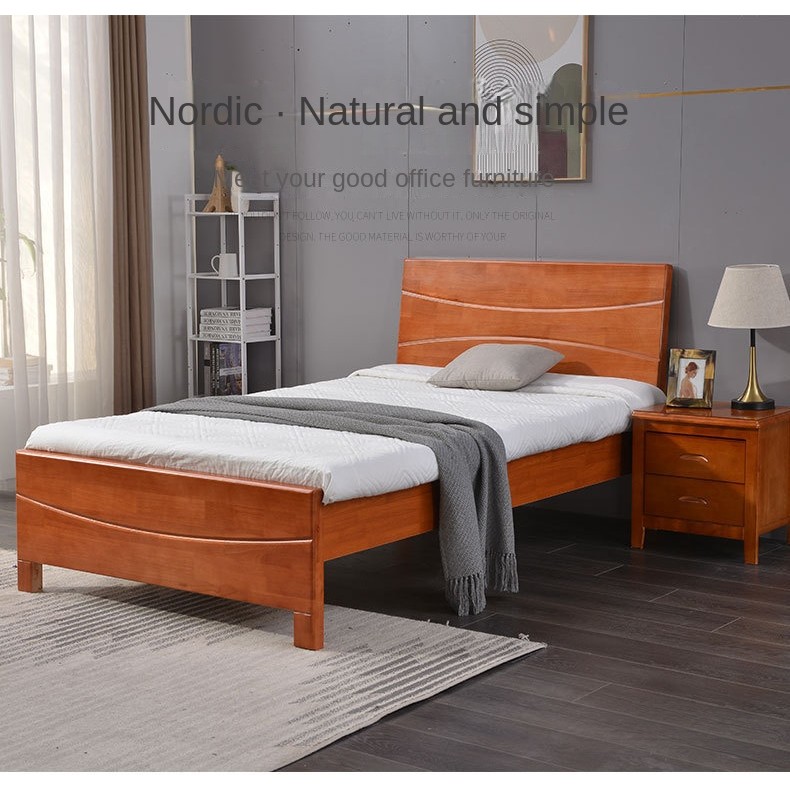 Single Bed Modern Minimalist Oak Bed Household Apartment Bed Super ...