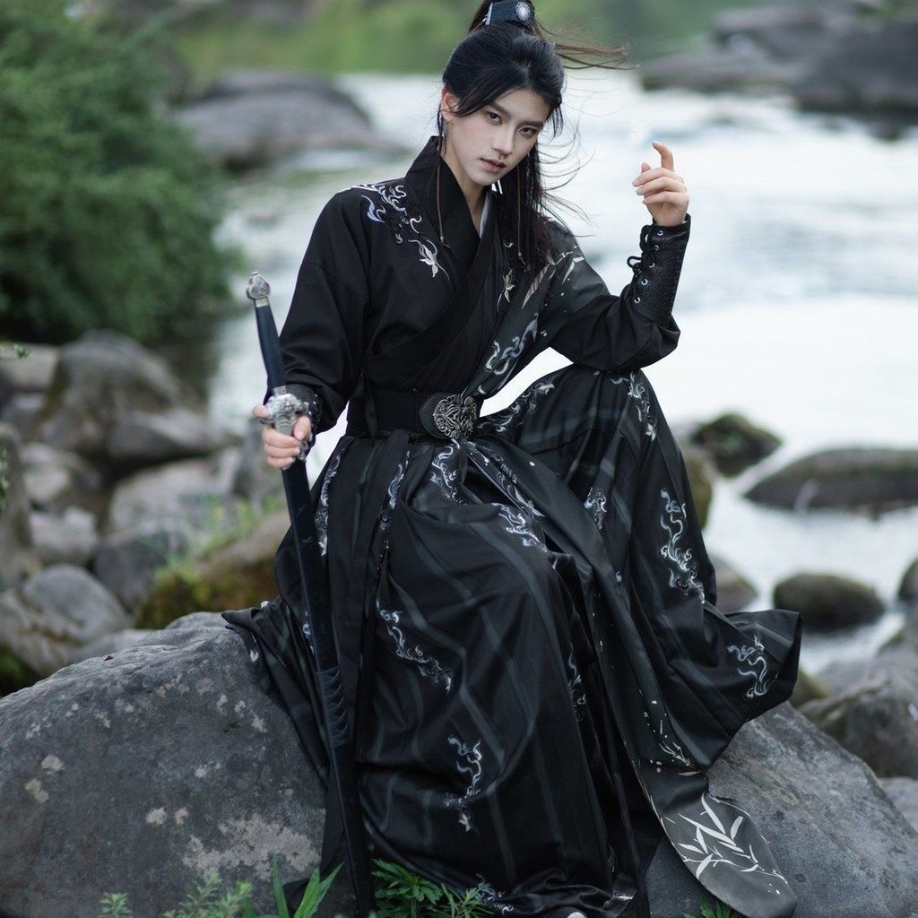 Hanfu Full Set Male Ancient Costume Martial Arts Student Daily Knight ...