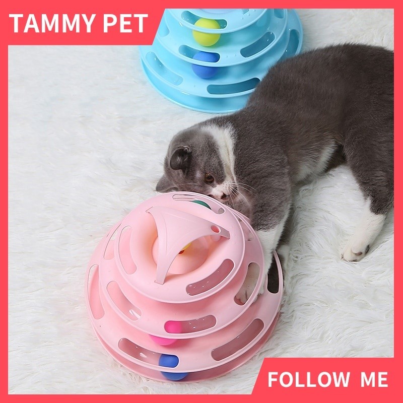 Cat Toy Roller 3-Level Turntable Cat Toys Balls with Six Colorful Balls ...
