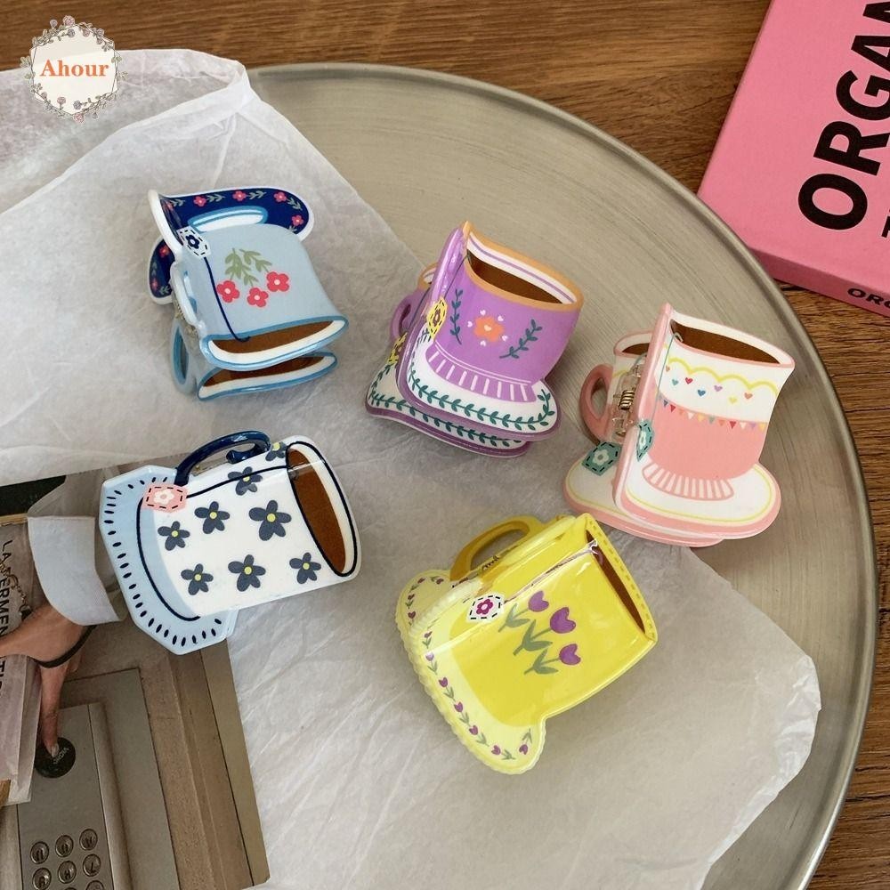 AHOUR Acetate Hair Claw, Acetic Acid Cute Coffee Cup Hair Clip, Cute ...