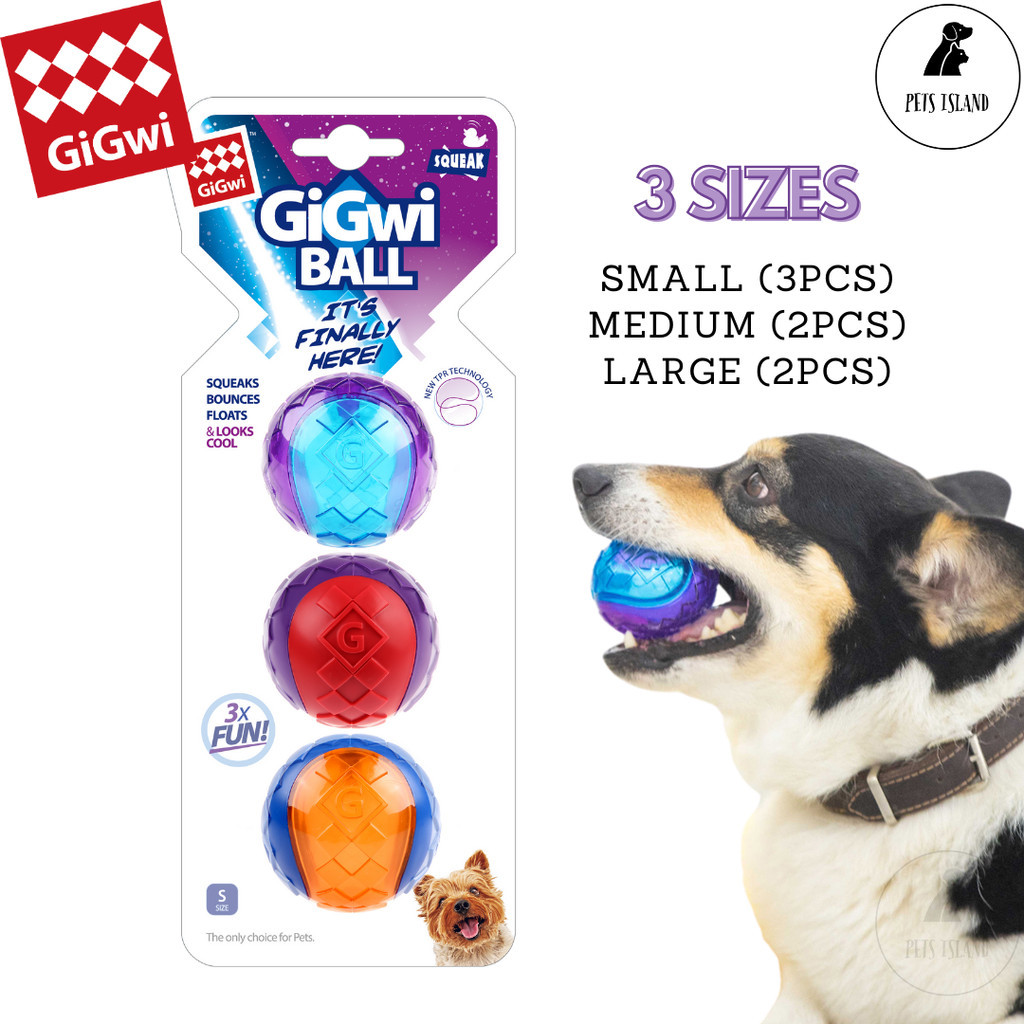 GiGwi Durable Floatable Squeak Ball Dog Puppy Toy 3 Sizes | Shopee ...