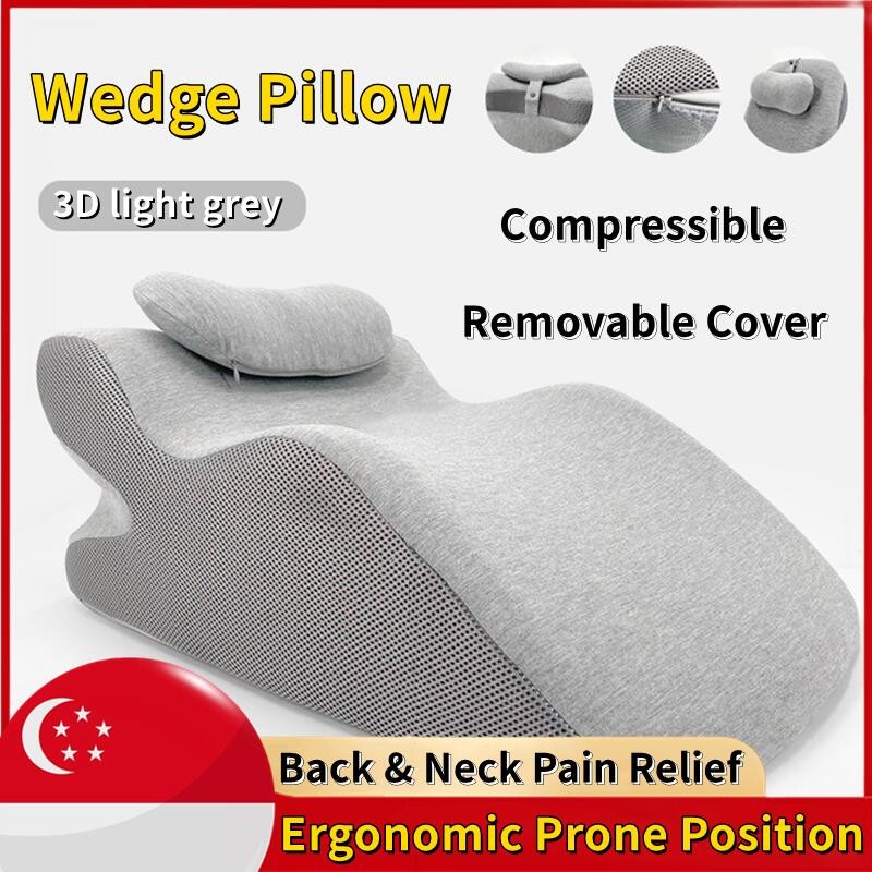 3D Bed Wedge Pillow/Sleeping Pad/Ergonomic Prone Position Pillow Memory ...