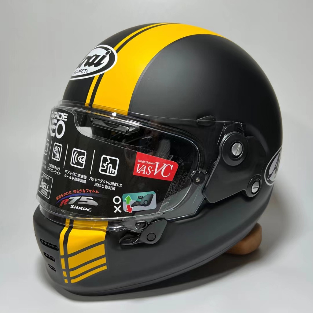 ARAI RAPIDE NEO Matte Black Retro Full Face Helmet ARAI Neo Yellow ...