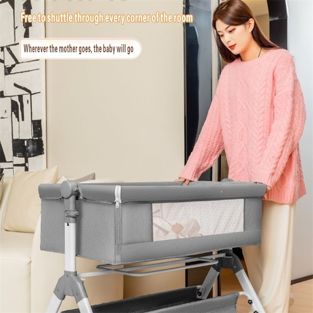 Crib Splicing Big Bed Baby Shaker Children's Cradle Bed Multifunctional Baby Bed Portable ...