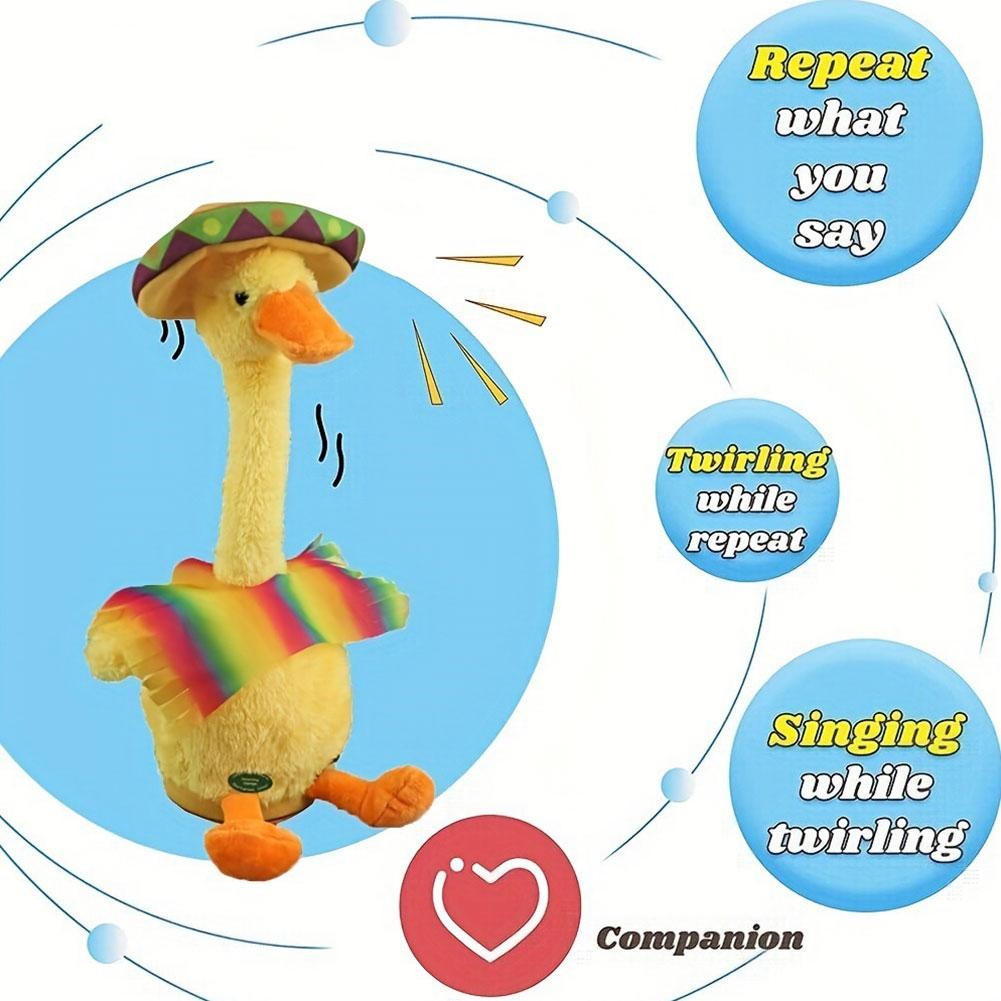 Soft Plush Talking Duck Doll Battery Powered Dancing Reading Cute Toys ...