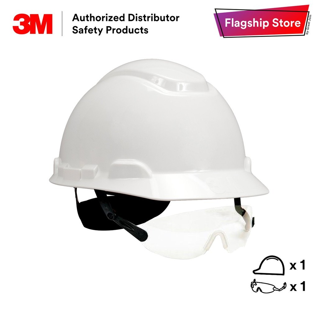 3M H-700R Series Safety Helmet with 3M V6E Helmet Attached Safety ...