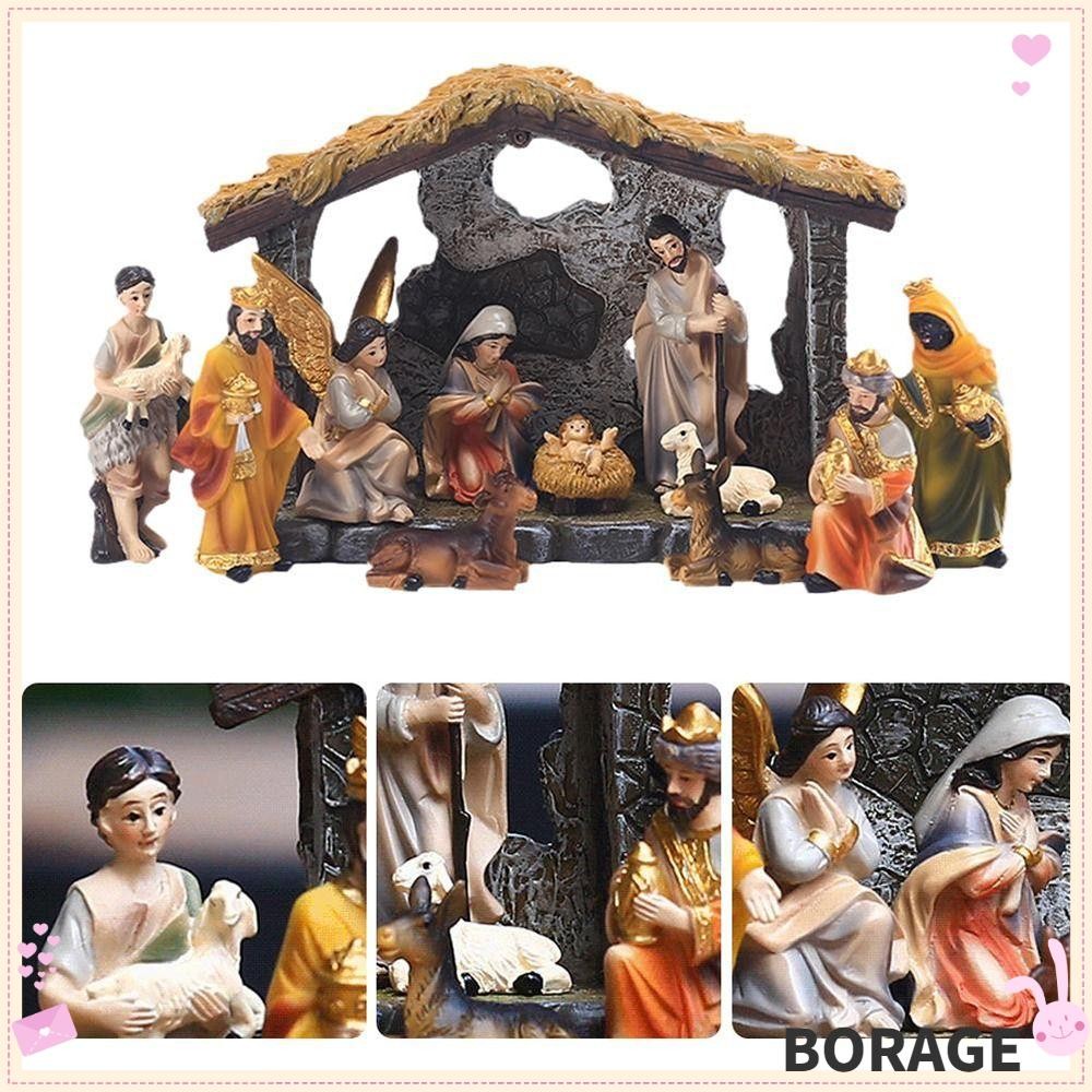 BORAG 12pcs Nativity Ornaments, Holy Family Crafts Resin Christmas ...