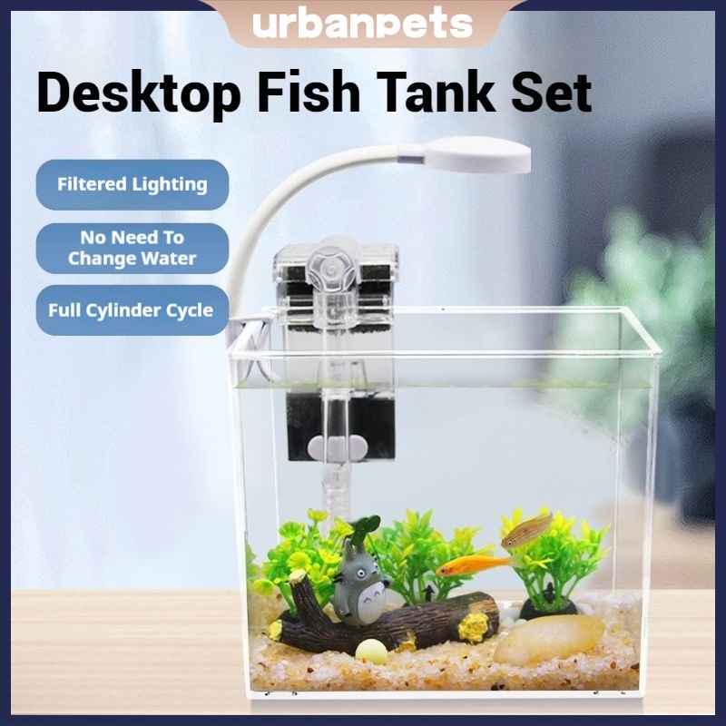 Acrylic Fish Tank Small Aquarium With Filter Mini Desktop Ecological ...