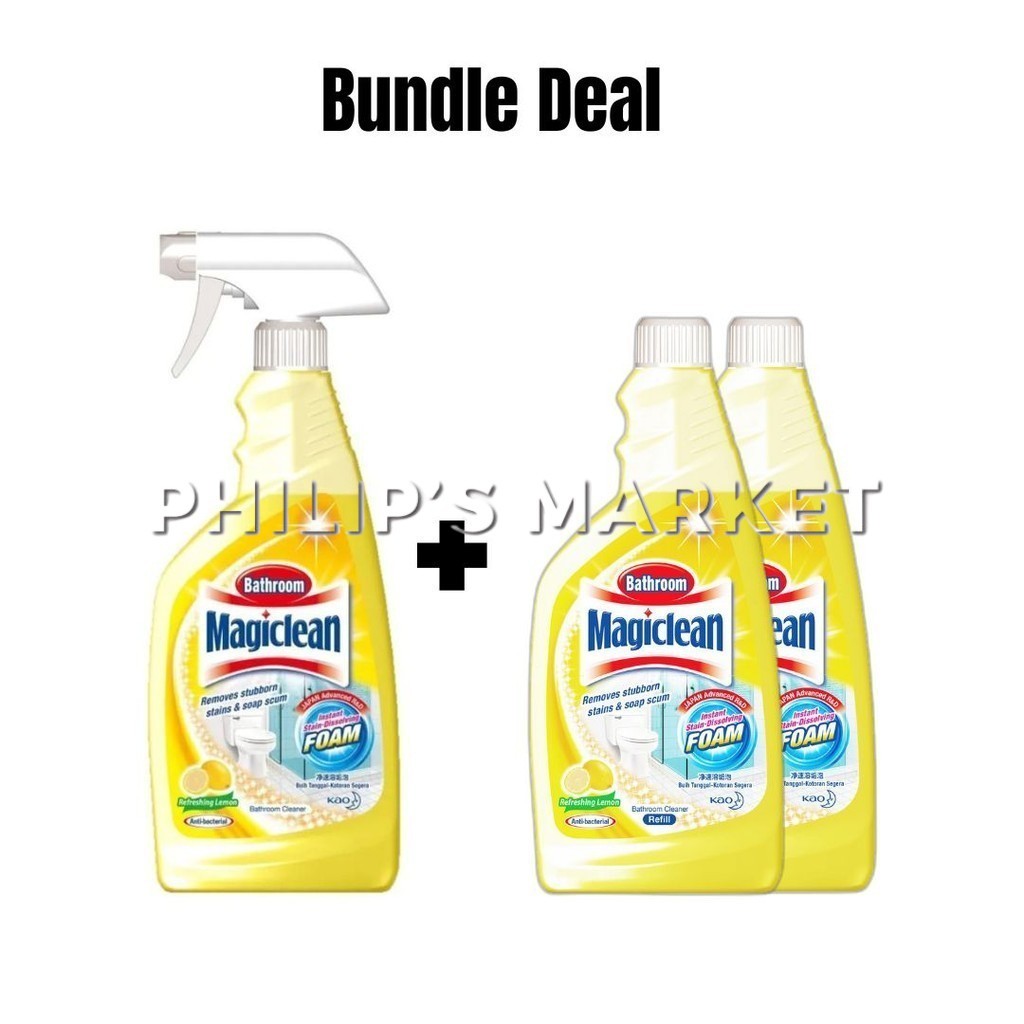 (Bundle Deal) Magiclean Lemon Scent Bathroom Cleaner + 2 Refills ...