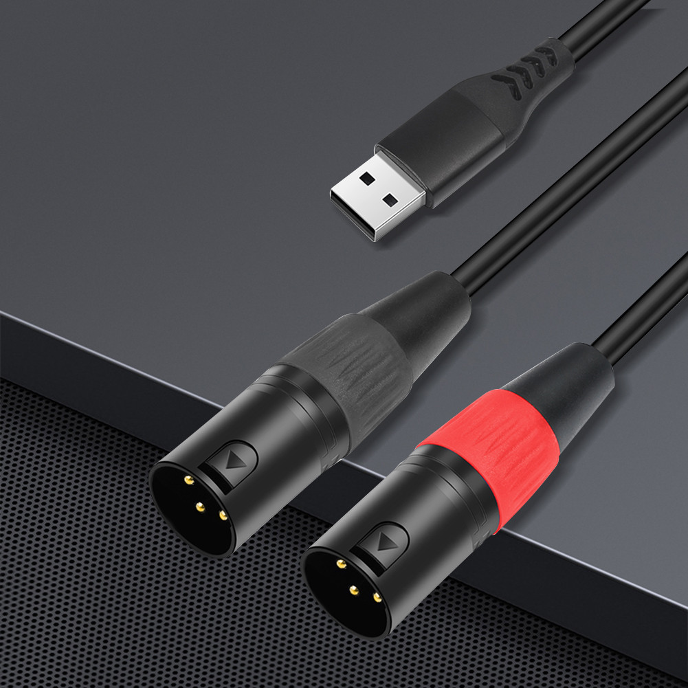 USB To Dual XLR Male Output Cord PC USB To Stereo Audio Cable Converter ...