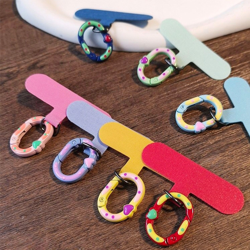 Spray Painted Double-Sided Heart-Shaped Polka Dot Oval Spring Clasp ...