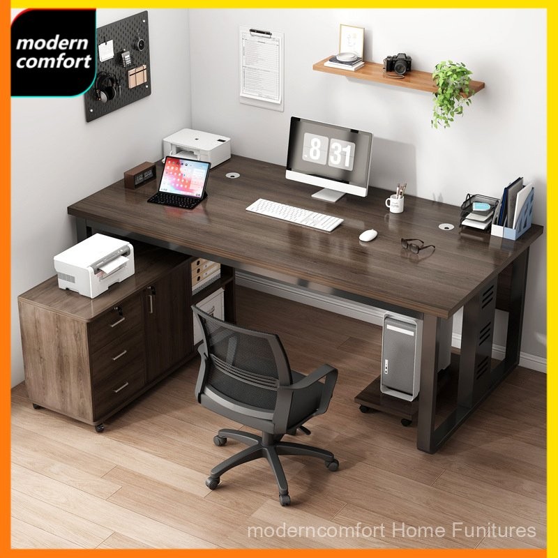 Simple Office Desk with Drawer Cabinet and Lock, Boss Desk and Chair ...