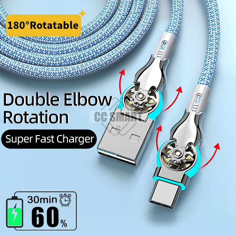 Double Rotatable Cable USB A to Type C Double Elbow 180 Degree Rotation ...