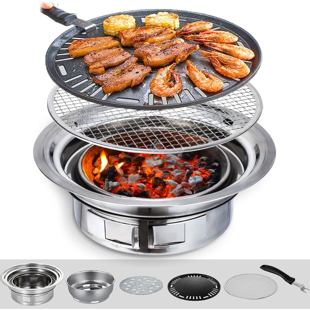 16 Inch Big Charcoal Barbecue Grill Round Household Korean BBQ Grill ...
