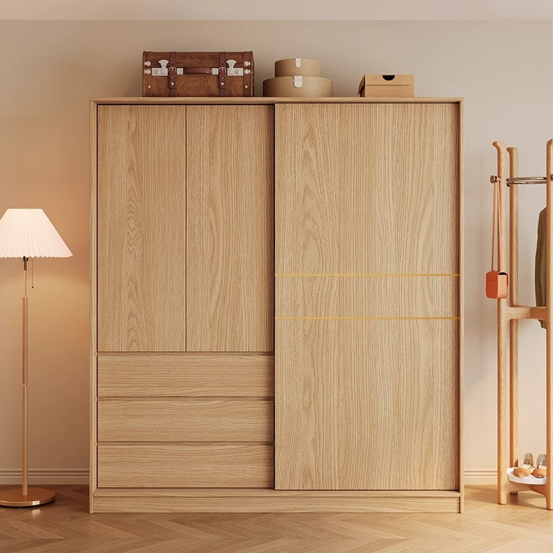 Nordic sliding door wardrobe, bedroom, simple and small-sized household ...