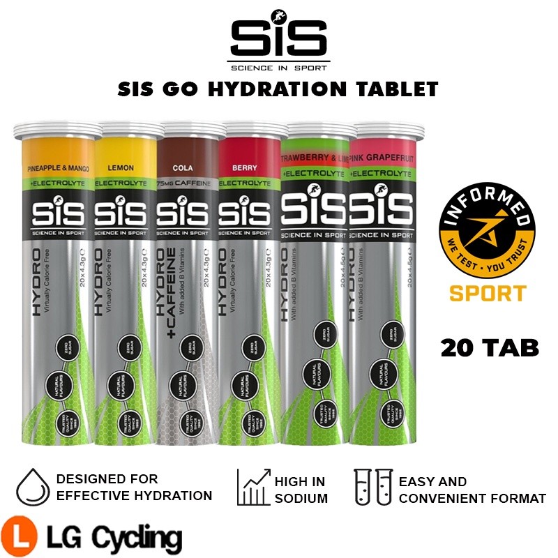 Science in Sport SIS GO Hydro Tablets HALAL (20 Tabs) Lemon/Pineapple ...