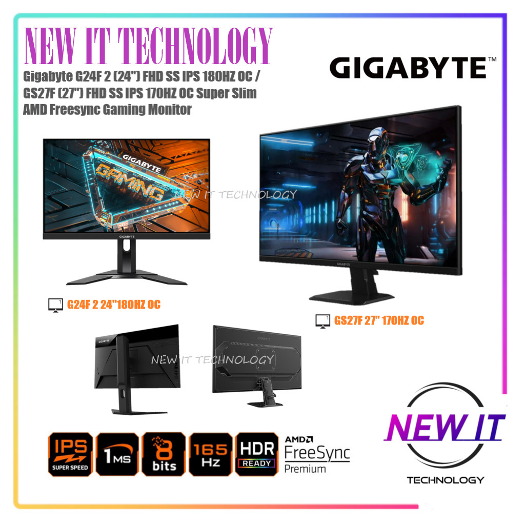 Gigabyte G24F 2 24" 180HZ / GS25F2 25" 200HZ / GS27F 27" 170HZ / GS27QA ...