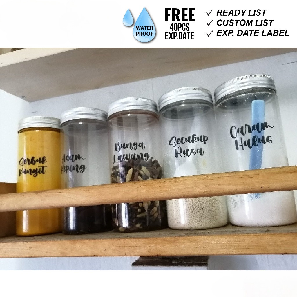 92pcs Sticker Label Dapur/Kitchen Style Font | Waterproof | ENGLISH ...