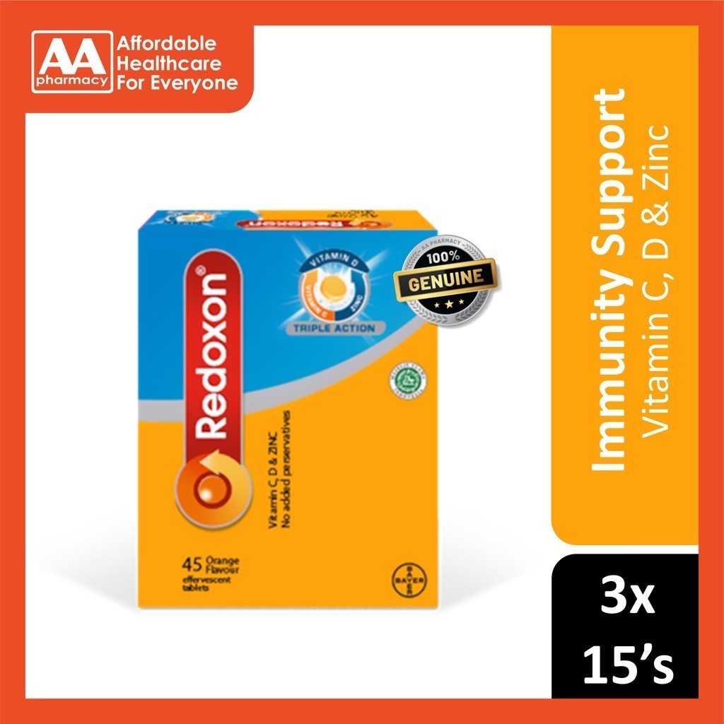 Redoxon Triple Action (Vit C + Vit D + Zinc) Effervescent Orange 3x15’s ...
