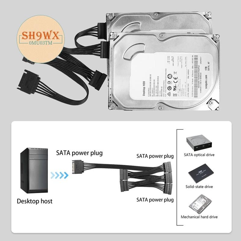 15 Pin Sata Power Splitter 1 To5 Hard Drive HDD SSD Power Supply Cable ...