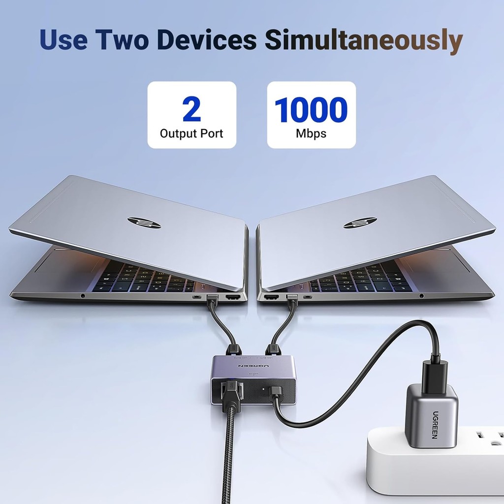 UGREEN 1000Mbps Gigabit Ethernet Splitter 1 to 2 Ports with USB Power ...