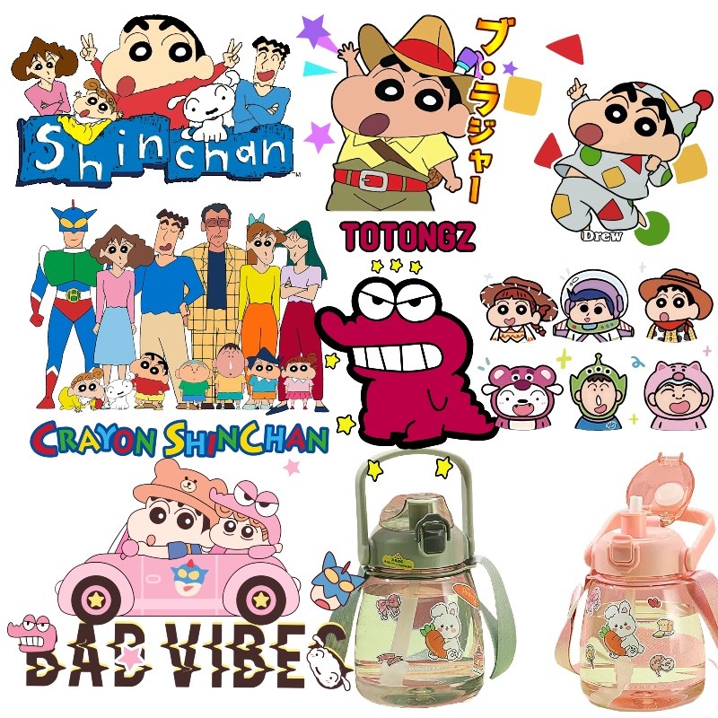 Shin chan Cartoon Crystal Adhesive UV Transfer Stickers DIY Cold Print ...