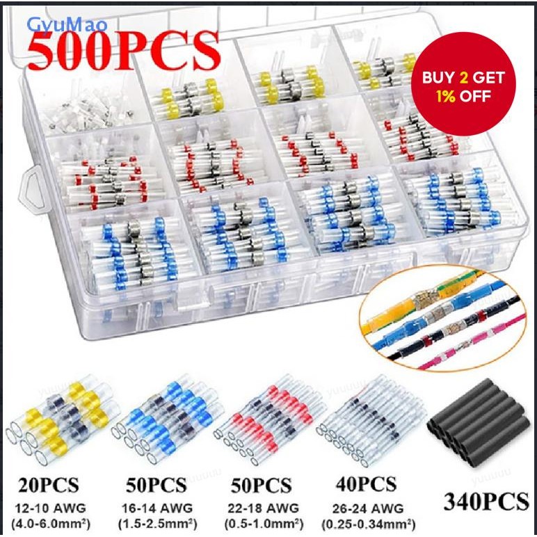 Multi Size Solder Seal Wire Connector Kit with Heat Shrink Butt ...