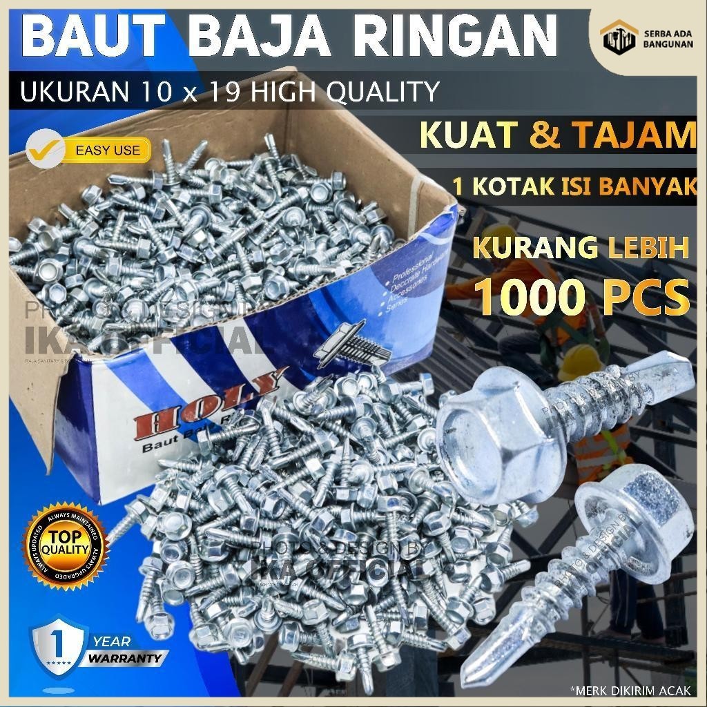 Light Steel Bolts 10 x 19 MM - 1 Box - High Quality Roofing/s Light ...
