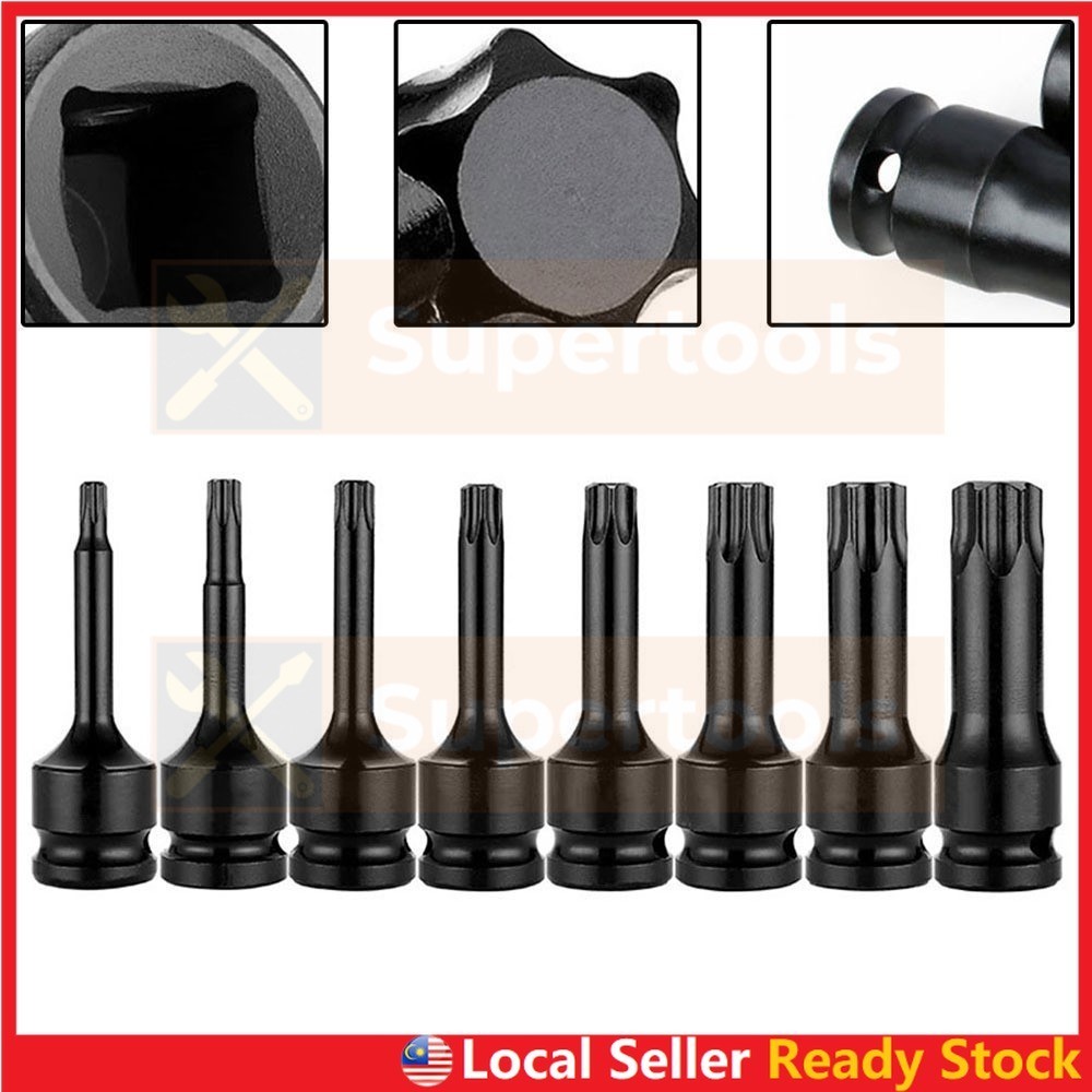 CR-MO 1/2" Driver Torx Impact Socket Bit Length 78mm Allen Key ...