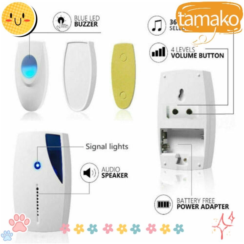 TAMAKO 100m Range Portable 32 Chime LED Wireless Door Bell | Shopee ...