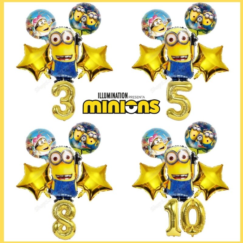 Minions Balloon Set Children's Birthday Party Supplies Number Balloon ...
