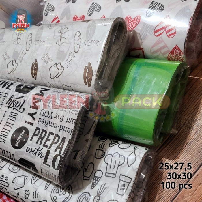 Non-stick Laminated Food Wrapper Motif Rice Wrapping Paper 100 pcs ...