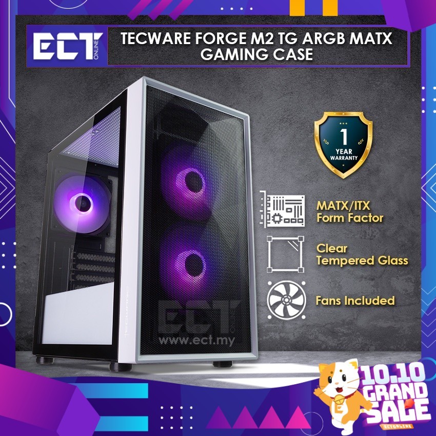 Tecware Forge M2 TG ARGB MATX Gaming Case - White | Shopee Singapore