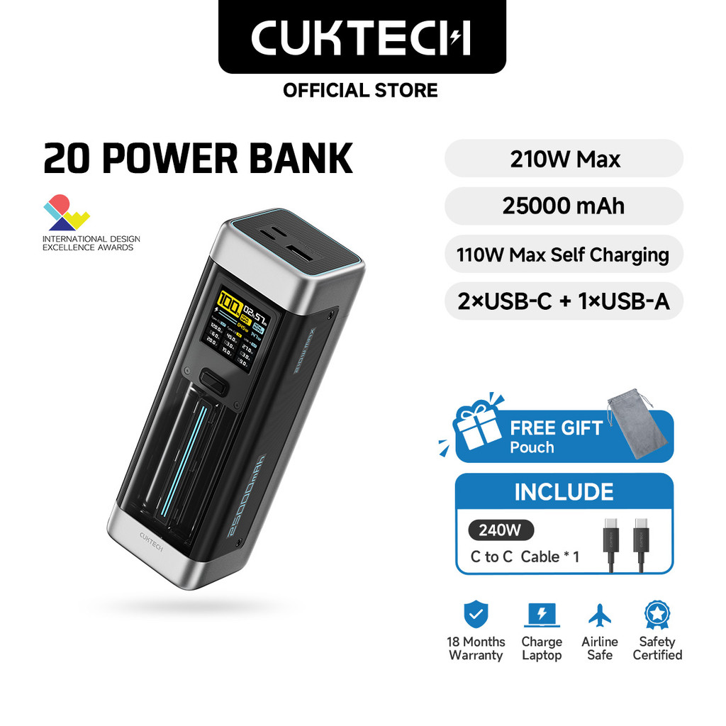 CUKTECH 20 Power Bank 25000mAh 210W | 3-Port Fast Charging Portable Laptop Charger – High ...