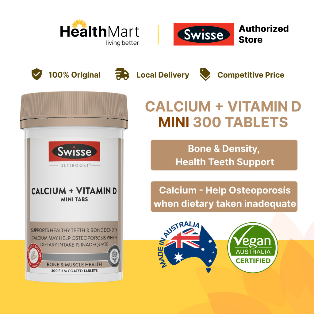 [SG] Swisse Calcium + Vitamin D, Mini 300 Tabs | Calcium, Support Bone ...