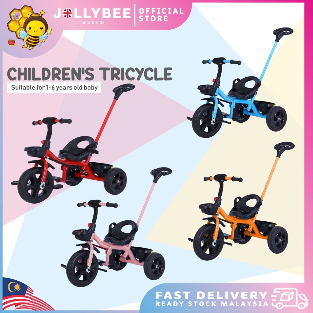 (With Handle) Jollybee Kids Tricycle Cycling Kid Bike 1-6Year Children ...