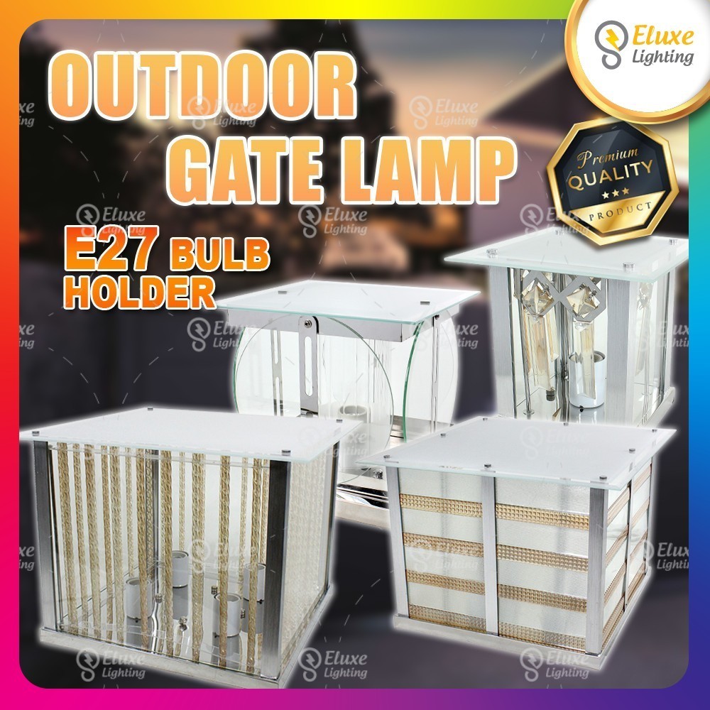 Outdoor Gate Lamp E27 Bulb Holder Stainless Steel Weather Proof Outdoor ...