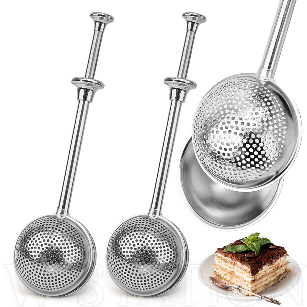 Flour Sugar Sifter - Stainless Steel, Portable, Long Handle - Manual ...