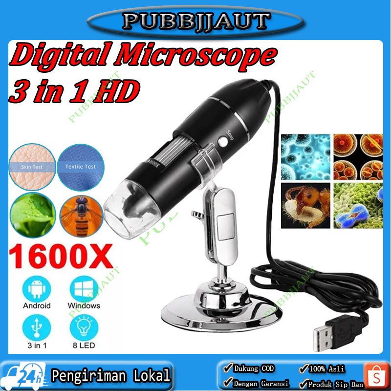 1600x 3in1 Microscope Digital USB Microscope Zoom Magnifier Monocular Electronic Magnifying ...
