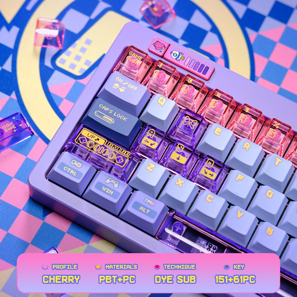Purple Pink PBT Keycaps, Titan Game Themed PBT Dye Sublimation + PC ...
