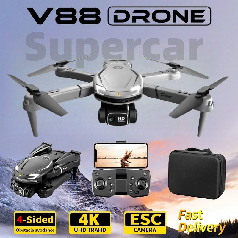 2024 New V88 Drone 4K HD Dual Camera 5G GPS Obstacle Avoidance Photography Optical Flow Foldable ...
