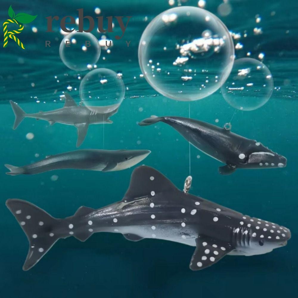 REBUY 4pcs/set Shark Miniature Models, with Floating Ball Decorative ...