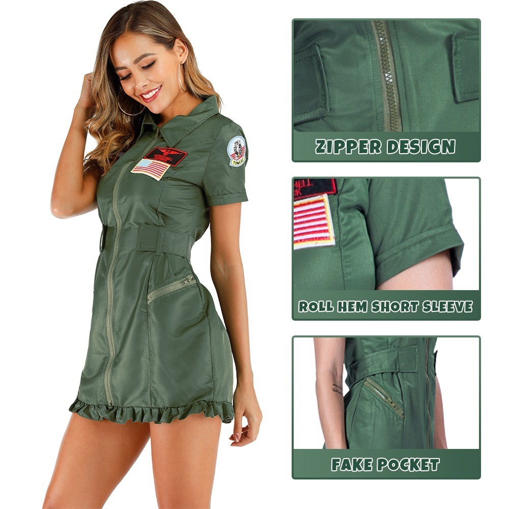 American Military Pilot Uniform Women Men NASA Spacesuit Couple Cosplay ...