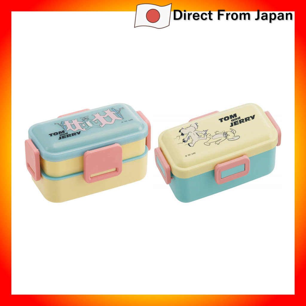 Skater Ag+ Silver Ion Antibacterial Fluffy Dome Lid 2 Tier Lunch Box 600ml Tom & Jerry Art ...