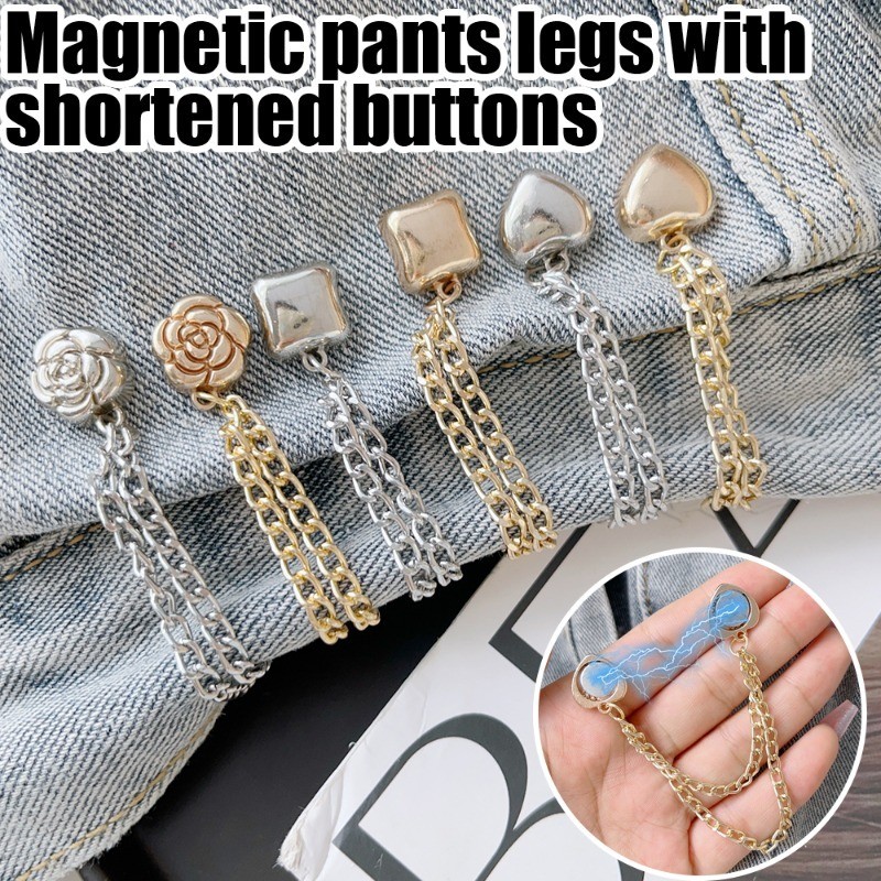 1/2Pcs Heart-Shape Magnetic Pant Fixing Clip - Flower Brooches With ...