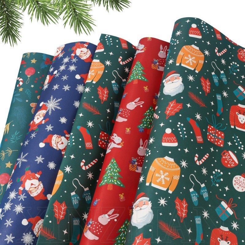 Christmas Wrapping Paper - Kraft Paper - Large Size, Self-Adhesive ...