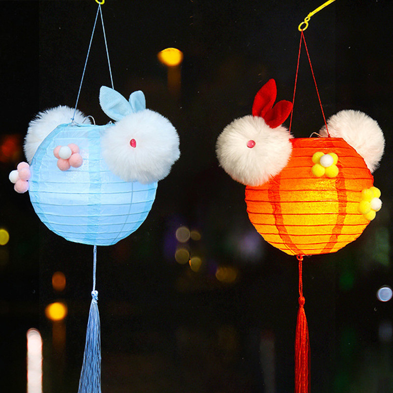 Moon Rabbit Lantern Kit Handcrafted Diy Glowing Flower Lanterns Mid ...