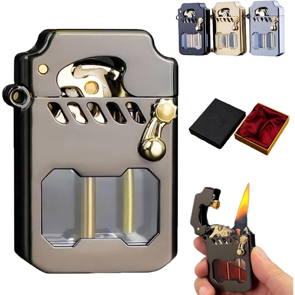 Mecha Metal Rocker Lighter - Retro Transparent Oil Tank Kerosene ...